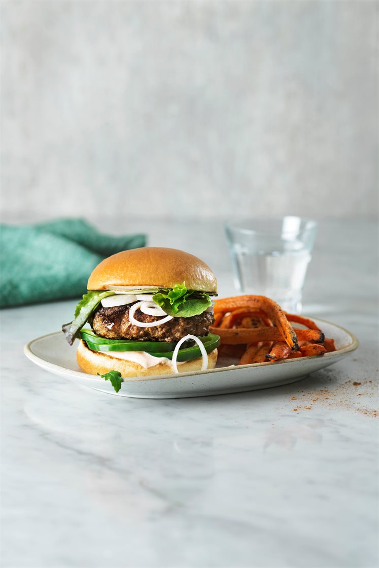 Tijuana burgers med kanelrostade morötter - Recept - Linas Matkasse